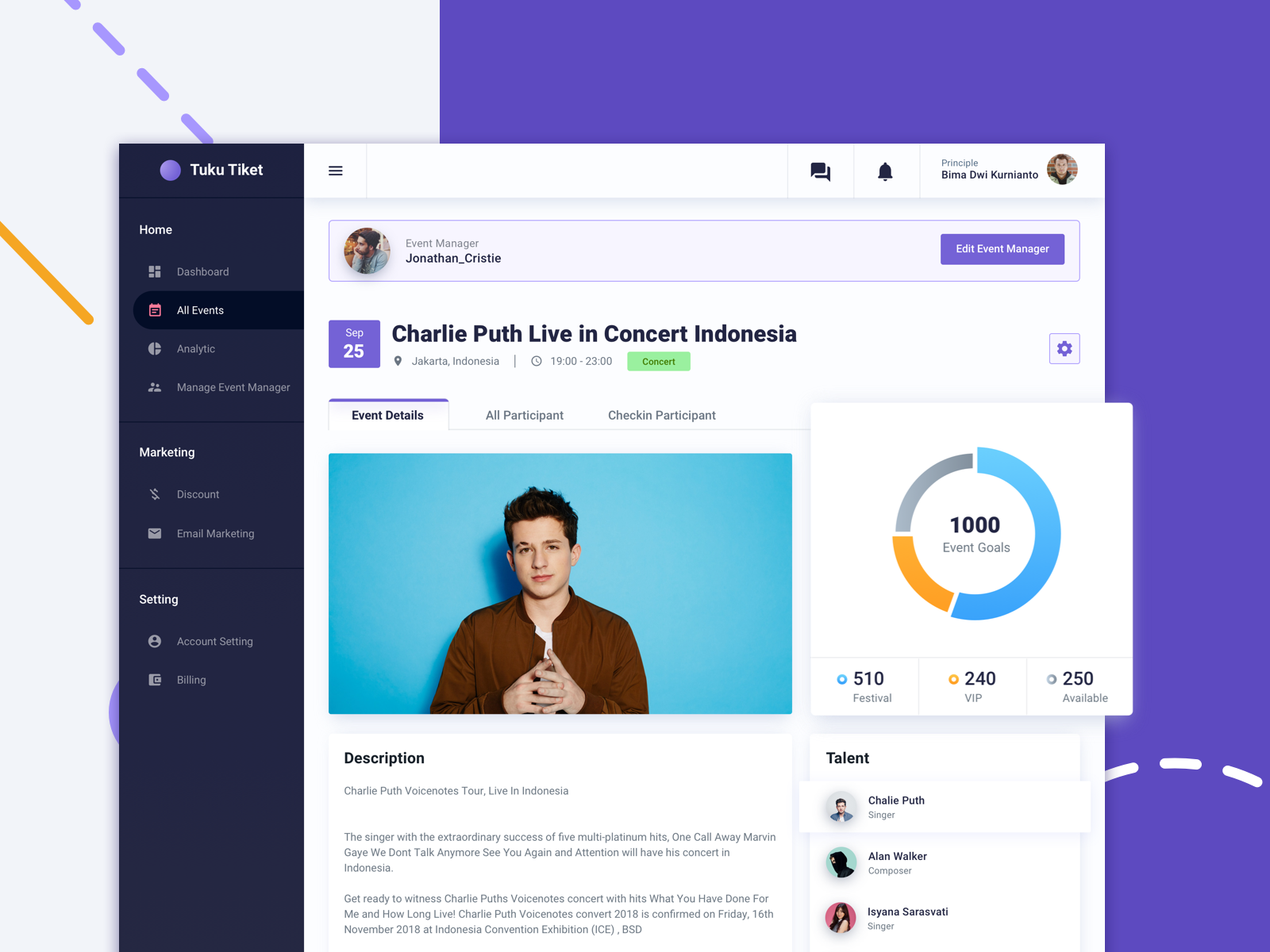 Events Management Dashboard UI/UX Design by Bima D. Kurnianto on Dribbble