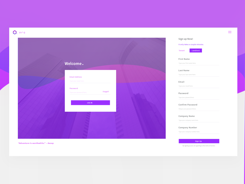 Arc Login Screen by Avery on Dribbble