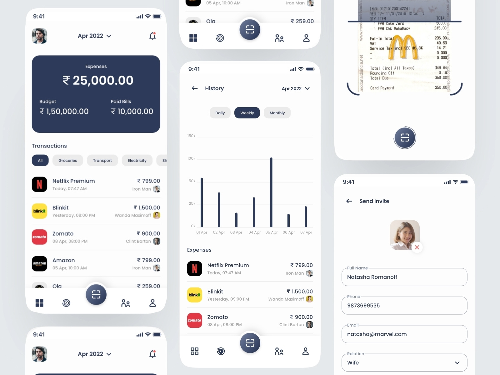Family Bills Management App by Kulbir Singh on Dribbble