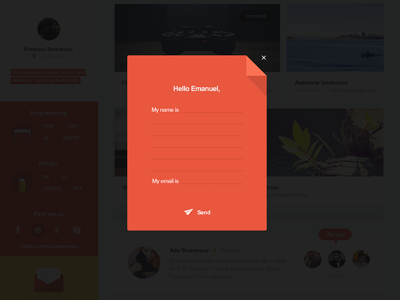 Flat portfolio contact page by Emanuel Serbanoiu on Dribbble