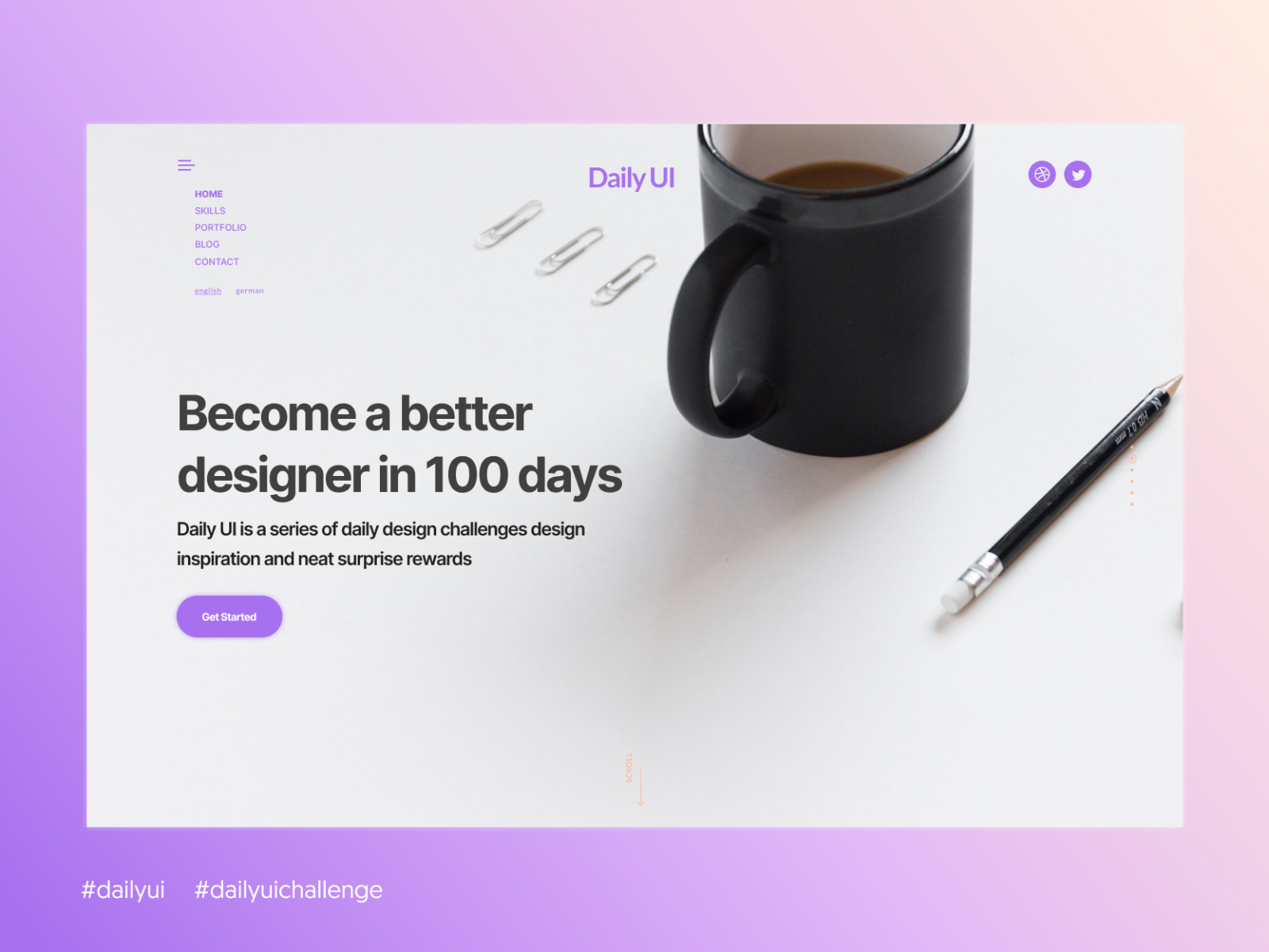 Daily UI #100 - Redesign Daily UI Landing Page by Daniel Santinhos on Dribbble