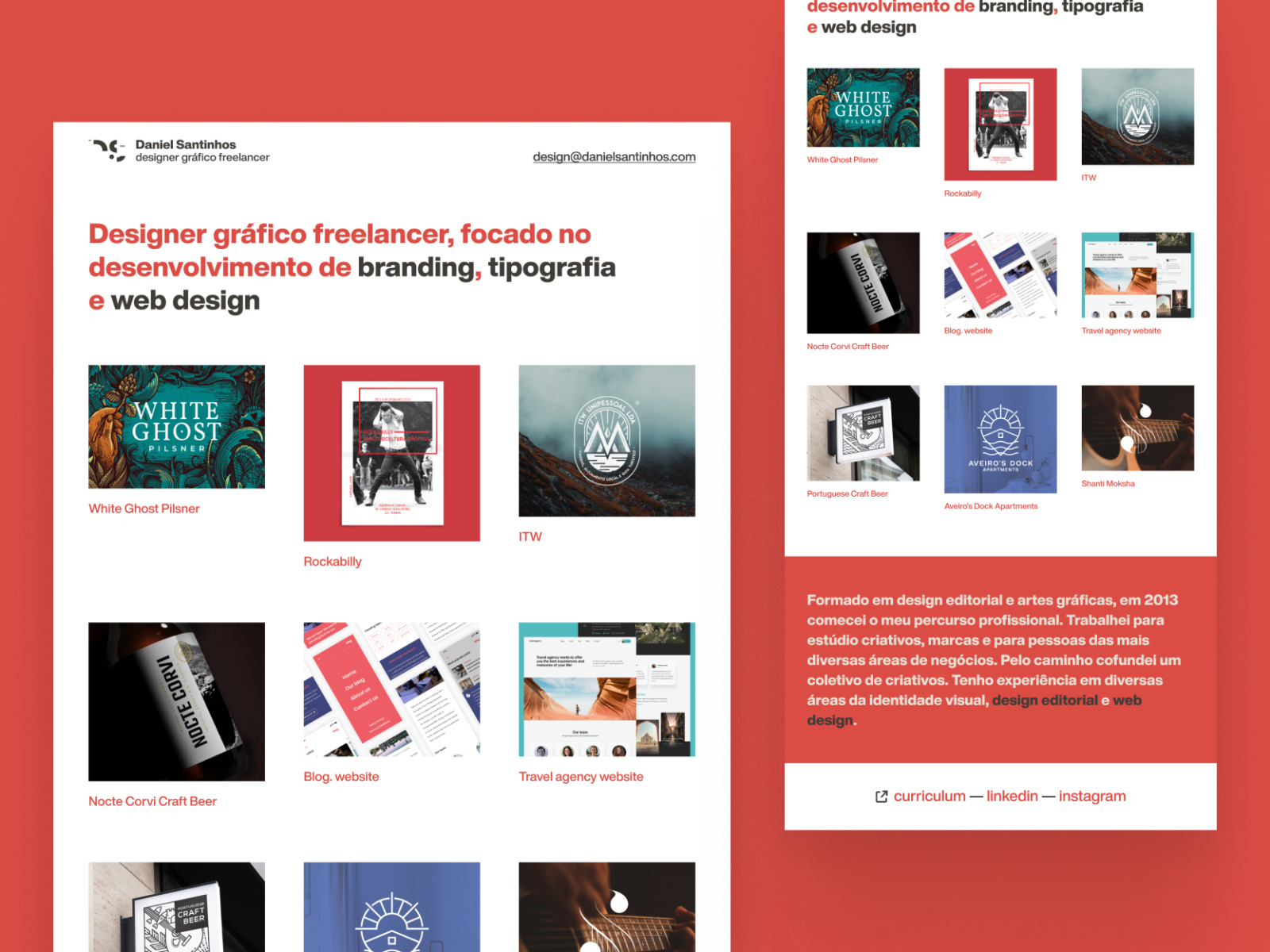 Portfolio layout by Daniel Santinhos on Dribbble