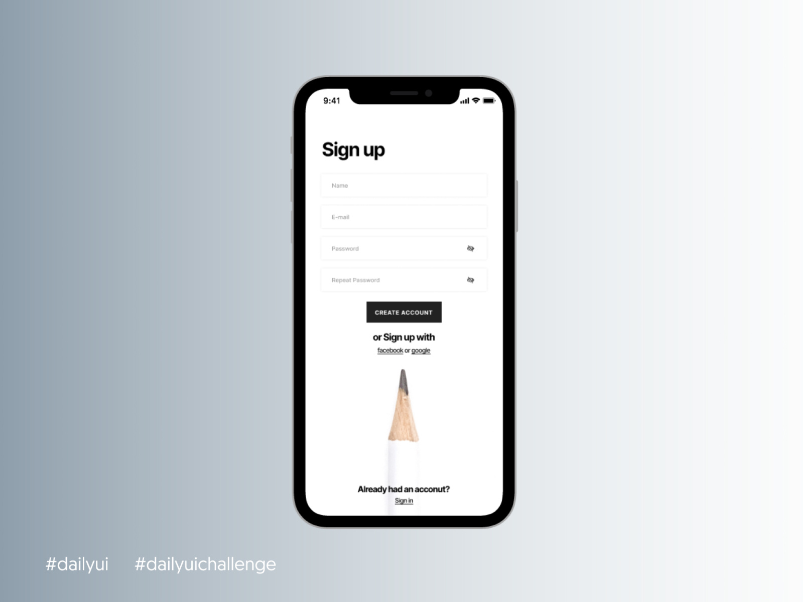 Daily UI #001 - Sign Up by Daniel Santinhos on Dribbble