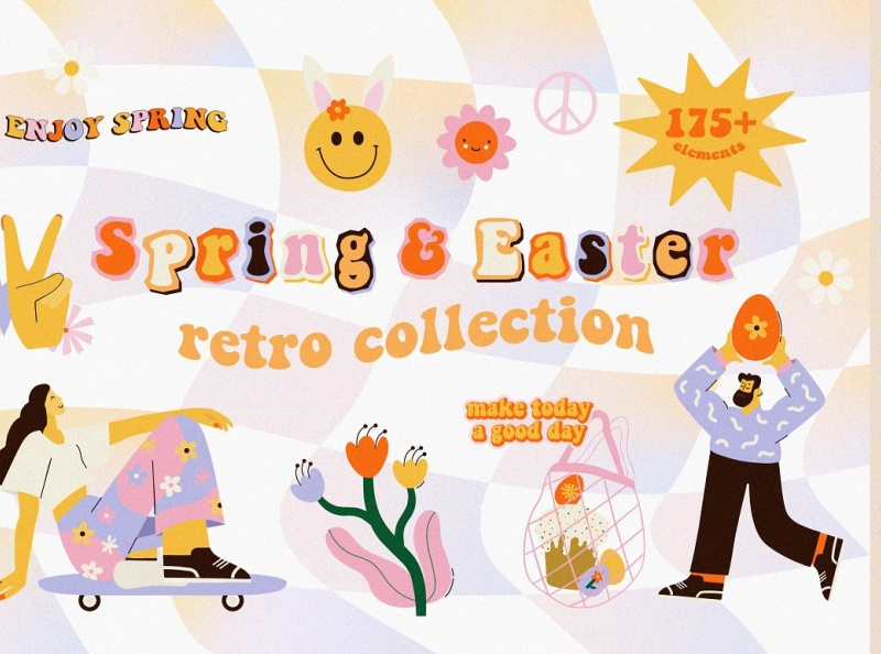 Retro Spring & Easter in 70s-90s by Tech Vix on Dribbble