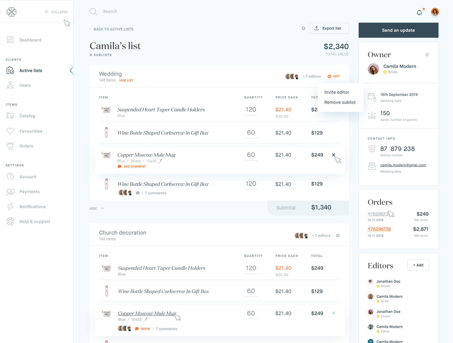 Wedding Planner - Dashboard 💍 by Martyna Królikowska for tonik on Dribbble