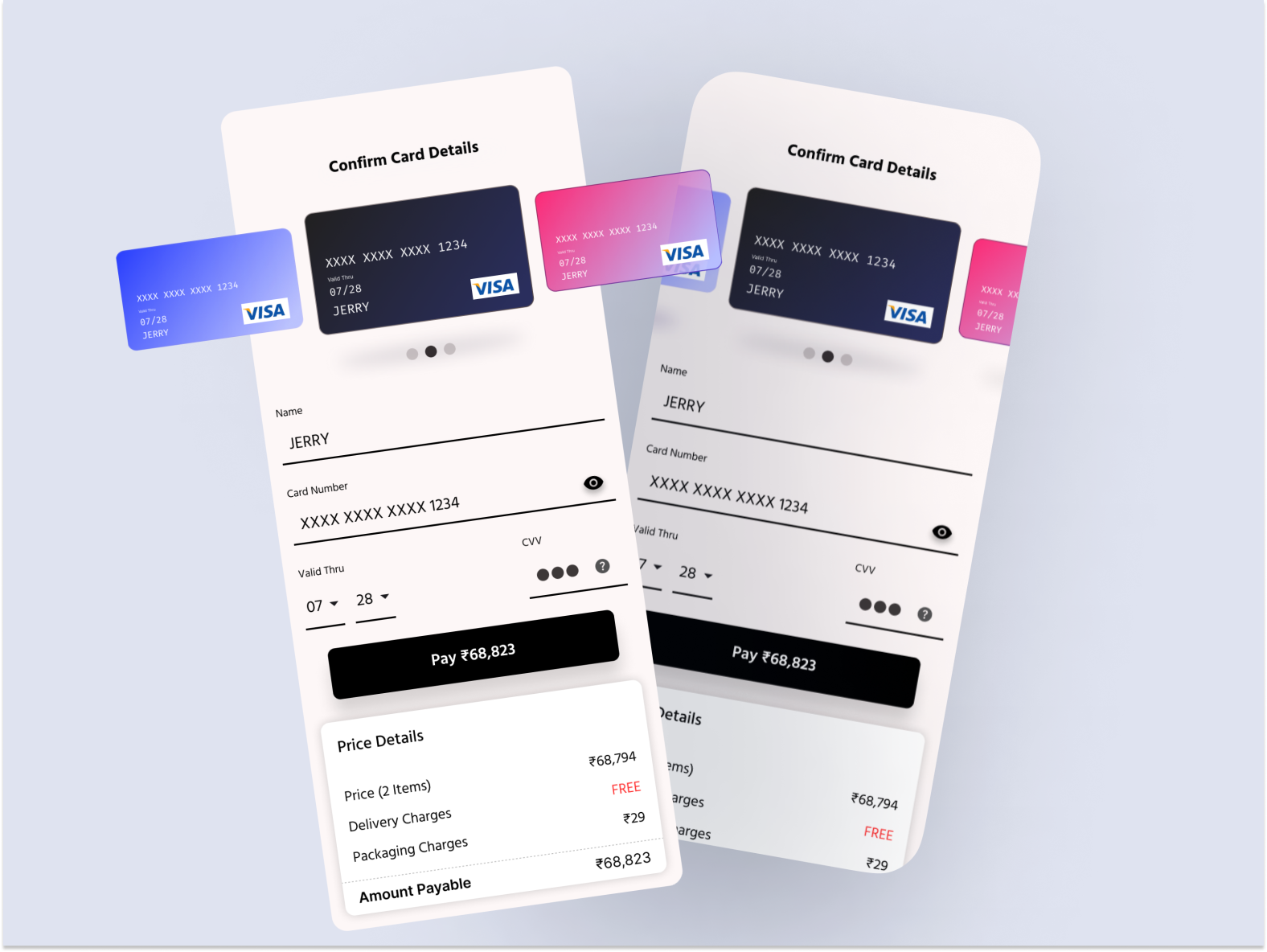 Credit card checkout page - Daily UI #002 by Jerry A on Dribbble