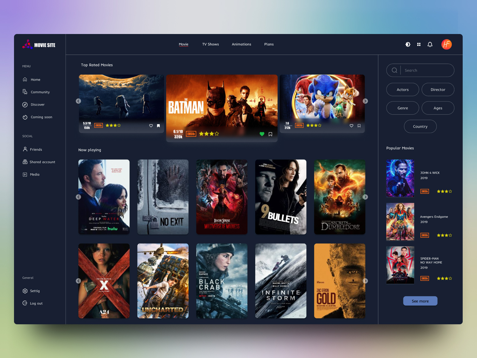 Movie dashboard design by Hosein Fazli on Dribbble