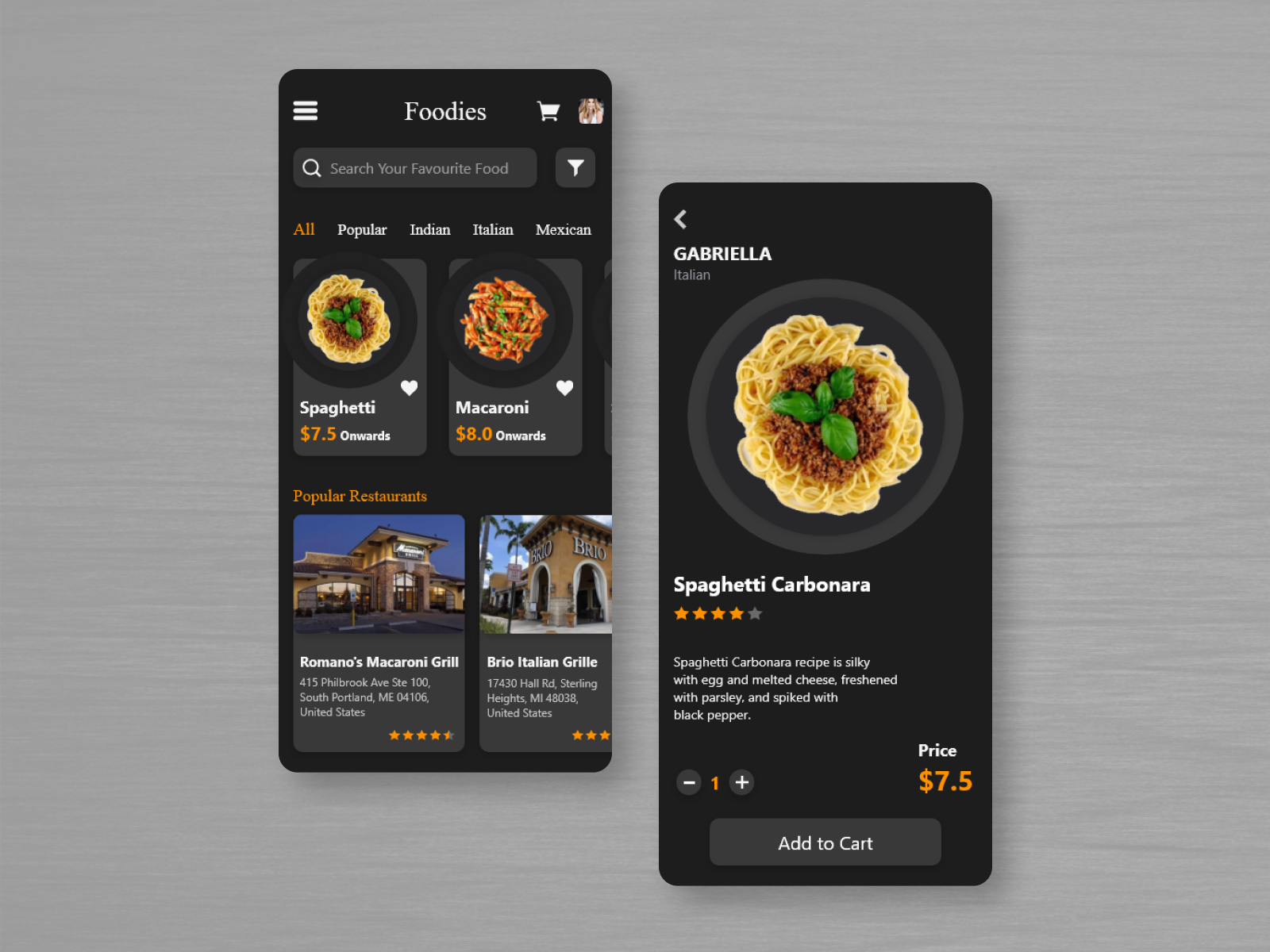 Food App : Black Theme by Nausheen Ammanagi on Dribbble
