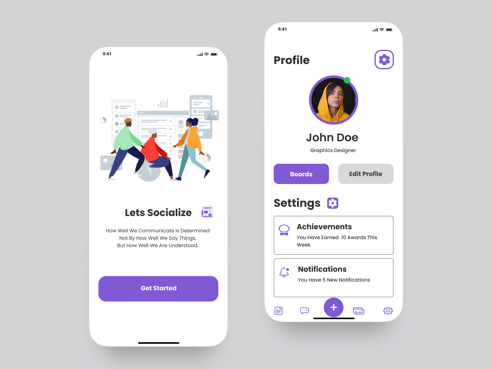 Socialize App Design by Zamin Malik on Dribbble