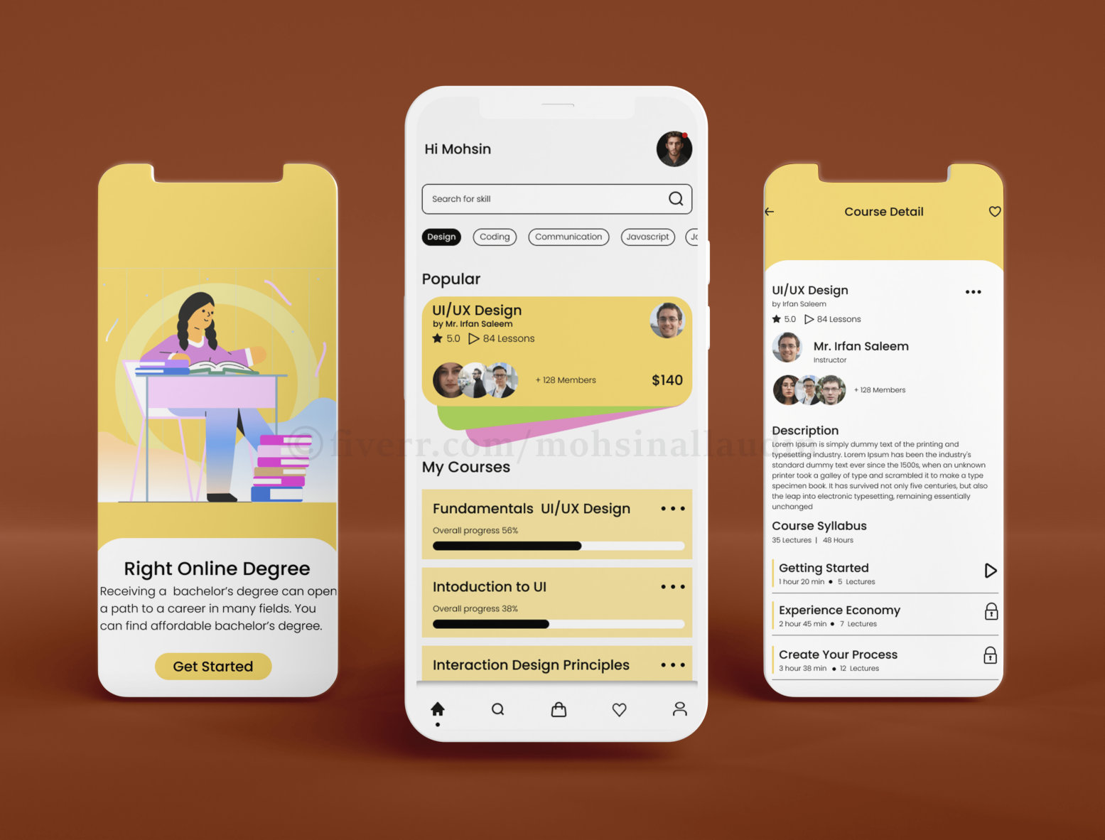 E Learning Mobile App Ui Ux Design Ui Ux Project By Mohsin Allaudin