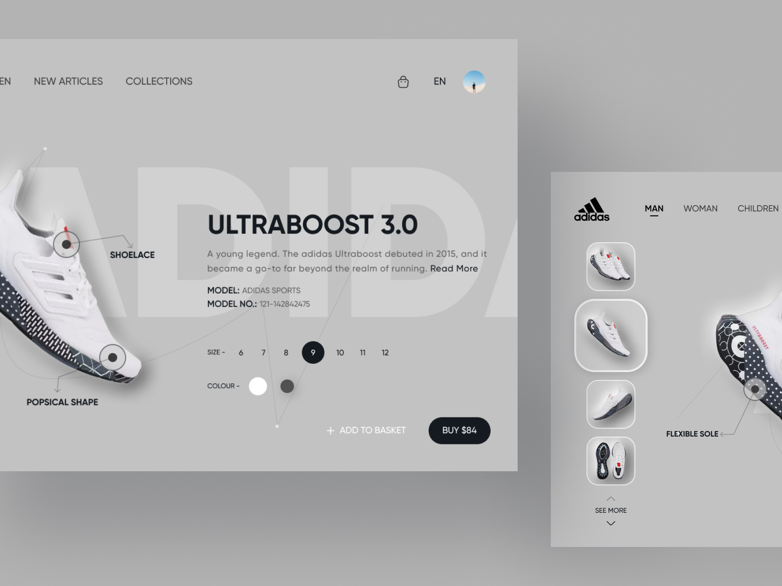 Adidas - A shoe website by Ayekool on Dribbble