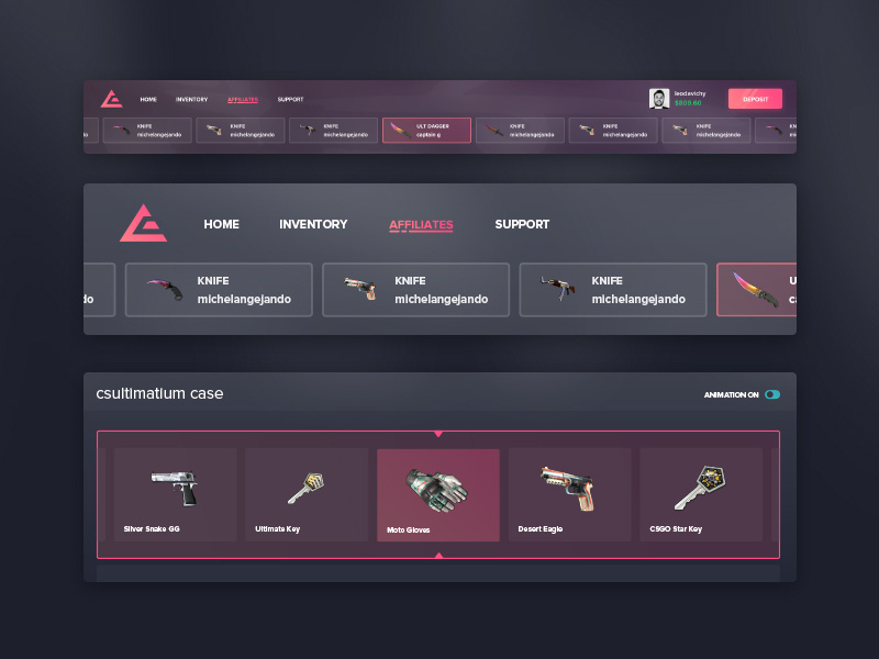 Csgo Menu And Item Selection By Koncepted On Dribbble