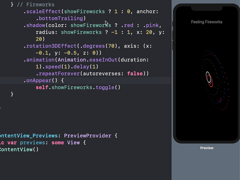 SwiftUI Full-Screen Fireworks Effect by Amos Gyamfi on Dribbble