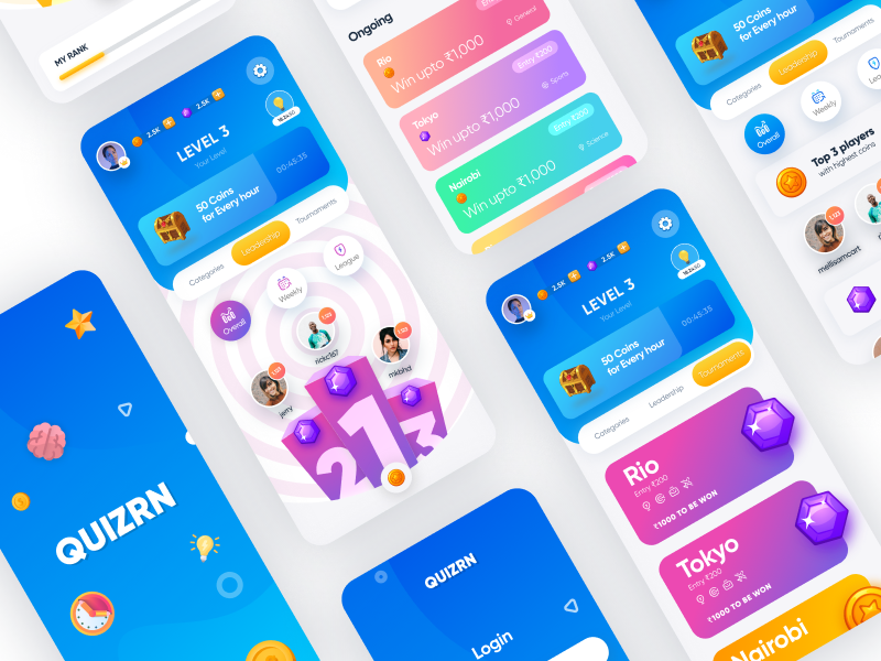 Mobile App UI - Quiz App by Joy S on Dribbble