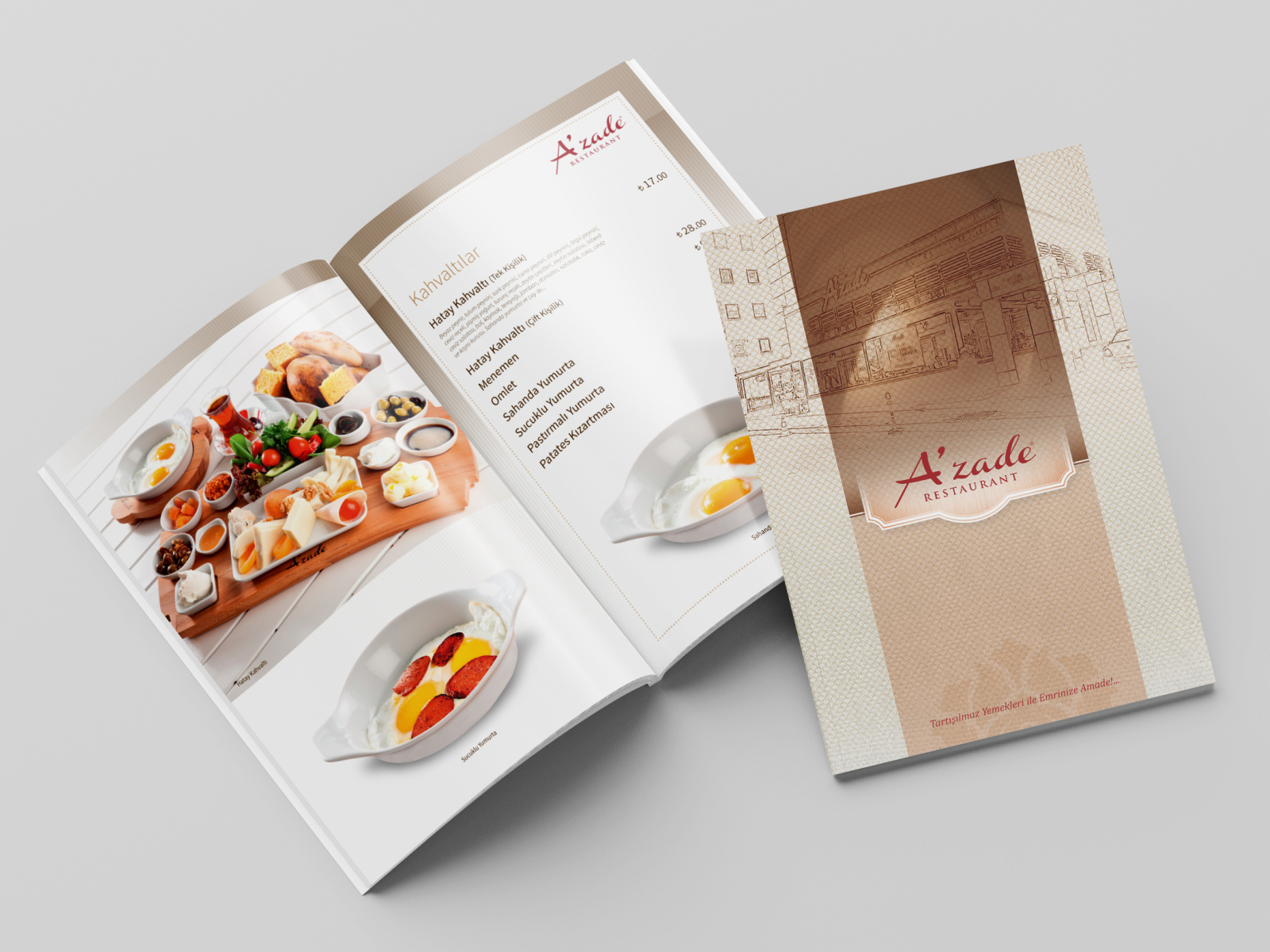 A'zade Restaurant menu cover and inner pages by Okan Yurdakul on Dribbble