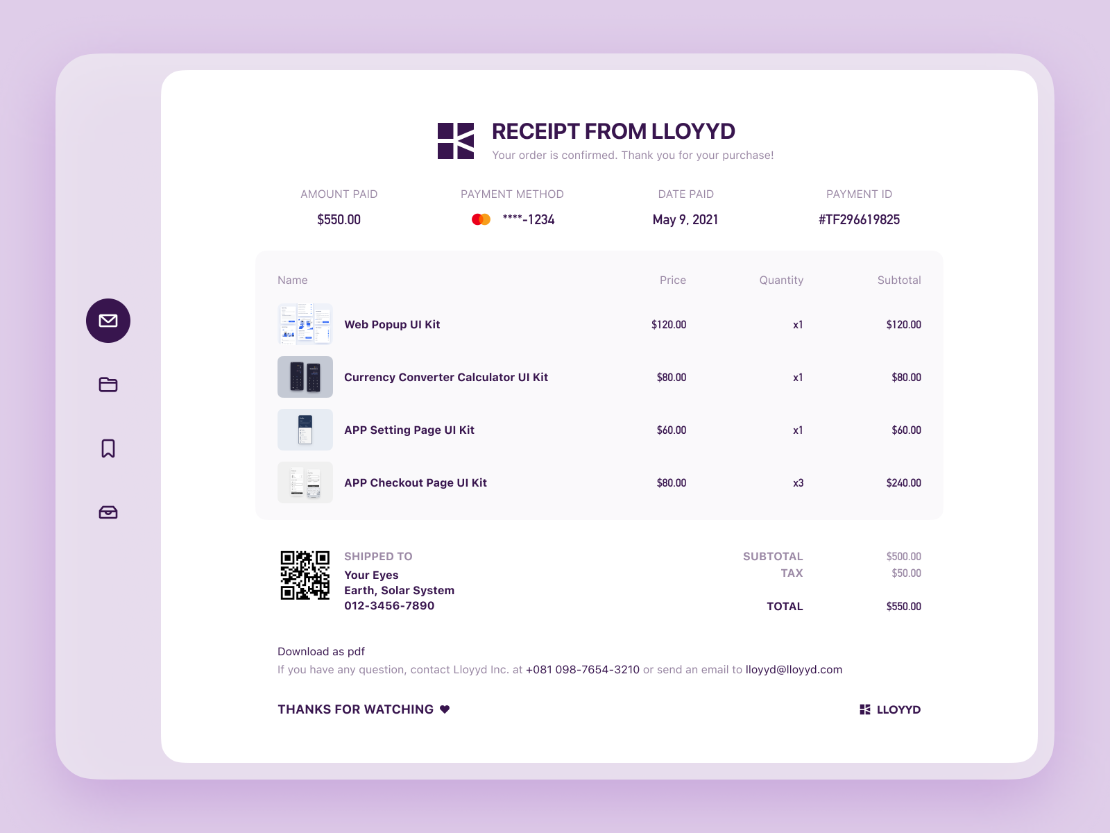 Email Receipt by Lloyyd on Dribbble