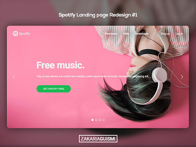 Spotify Landing page redesign UI/UX #1 by Zakaria Guismi on Dribbble