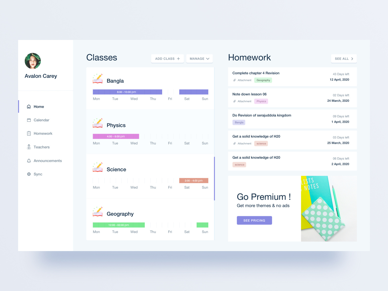 Study planner web-application by Design Monk 🐙 for UnoPie Design on ...