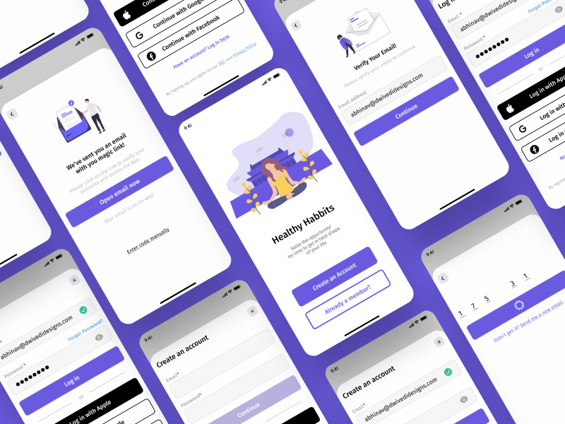 Yoga App Sign Up Flow by Abhinav Dwivedi on Dribbble