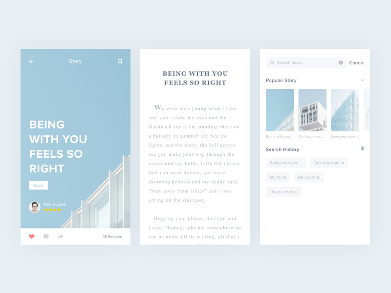 Story App - (Read & Search) by Muh Fauzi on Dribbble