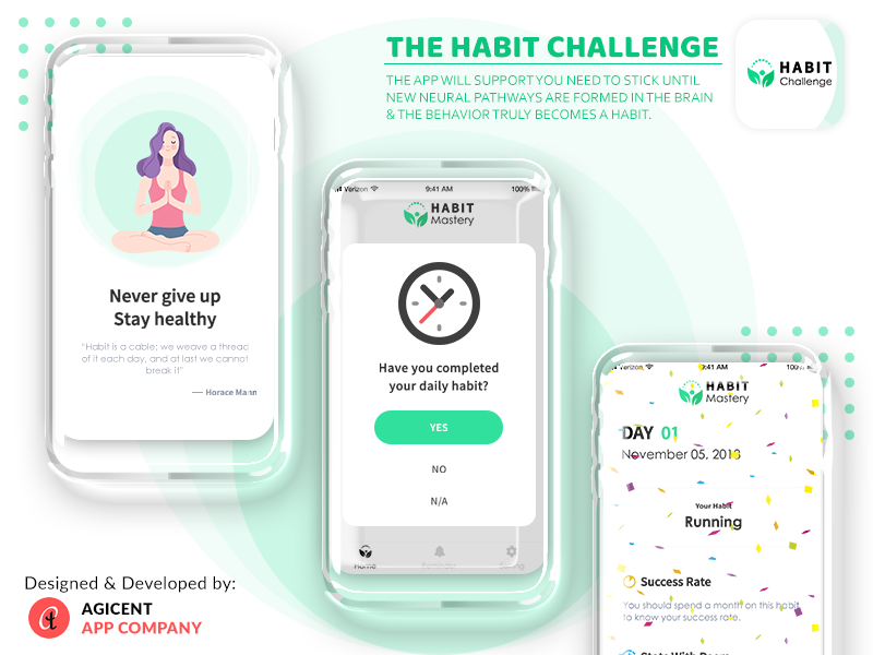 The Habit Challenge by Agicent App creating company on Dribbble