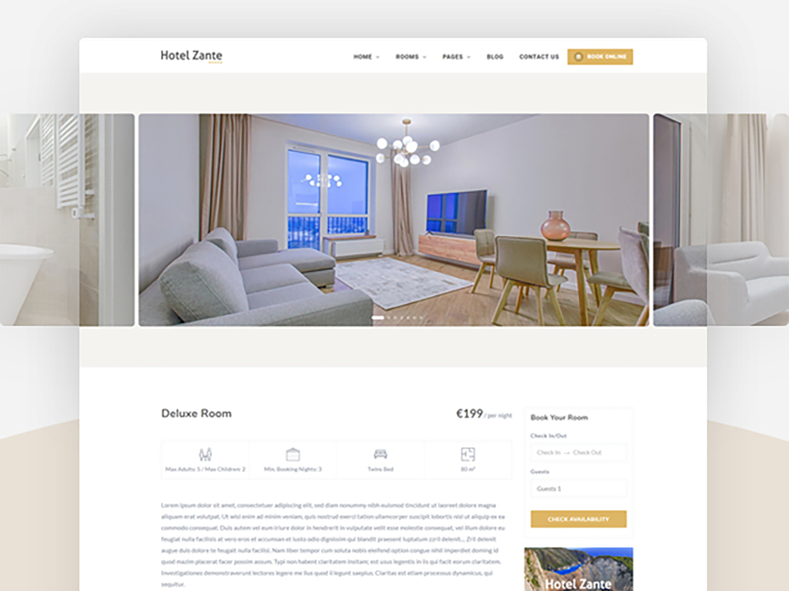 Zante Theme - Room Details Page by Jomin Muskaj on Dribbble