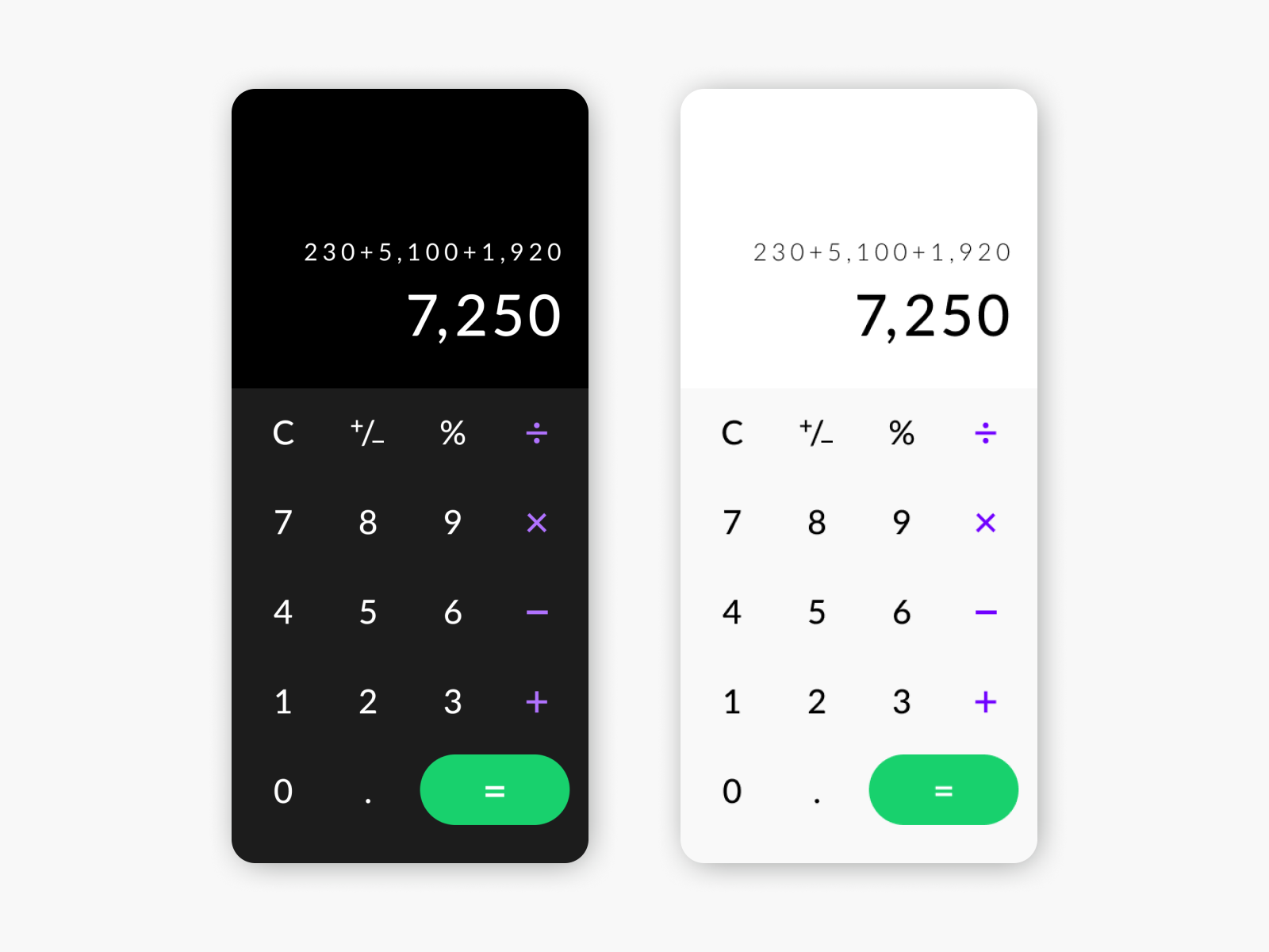 Calculator UI by Ermis Anastasopoulos on Dribbble