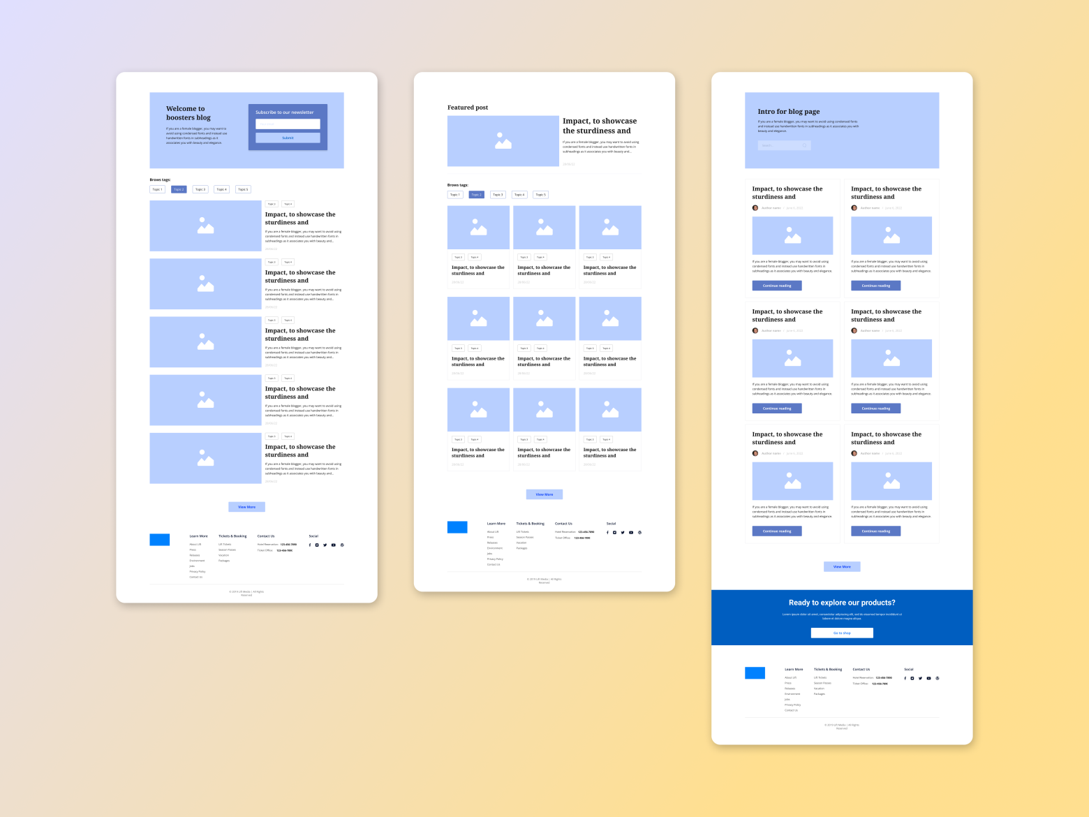 Website Wireframe: Blog feed templates by Victoria Hovsepyan on Dribbble