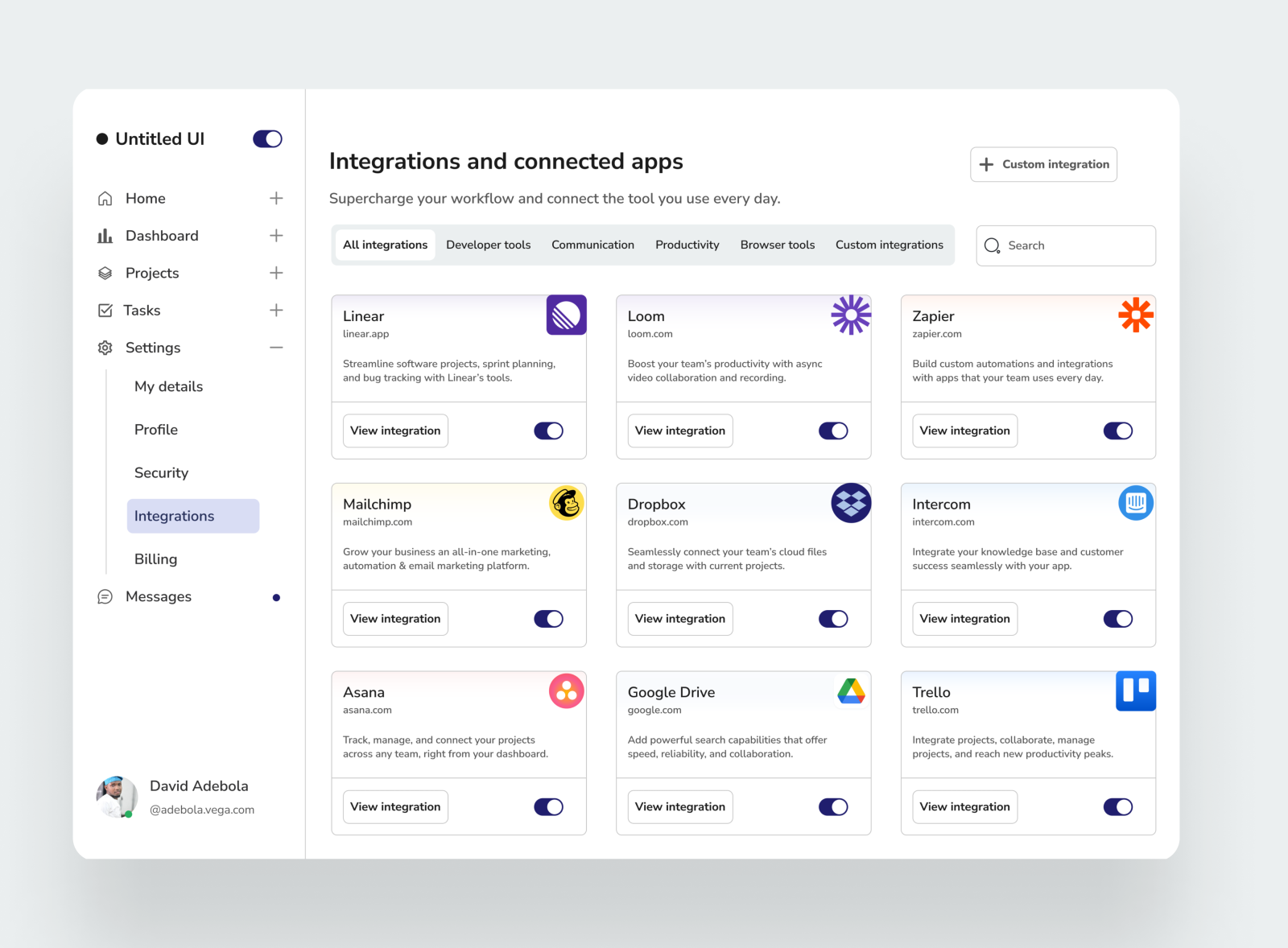 Dashboard Design Integrations And Connected Apps By David Adetoro On Dribbble