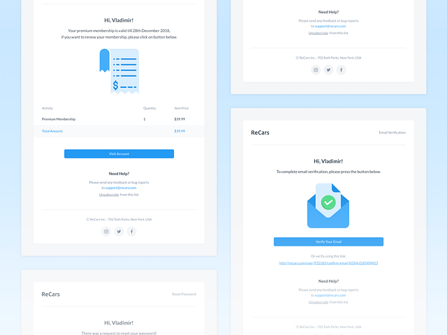 ReCars UI Kit - Email Templates by Vladimir Rakshâ on Dribbble
