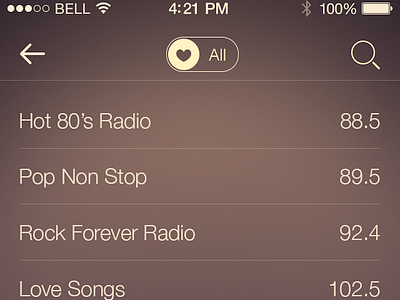 FM Radio UI - IOS 7 App design rebound by Oleksandr Pronskyi on Dribbble