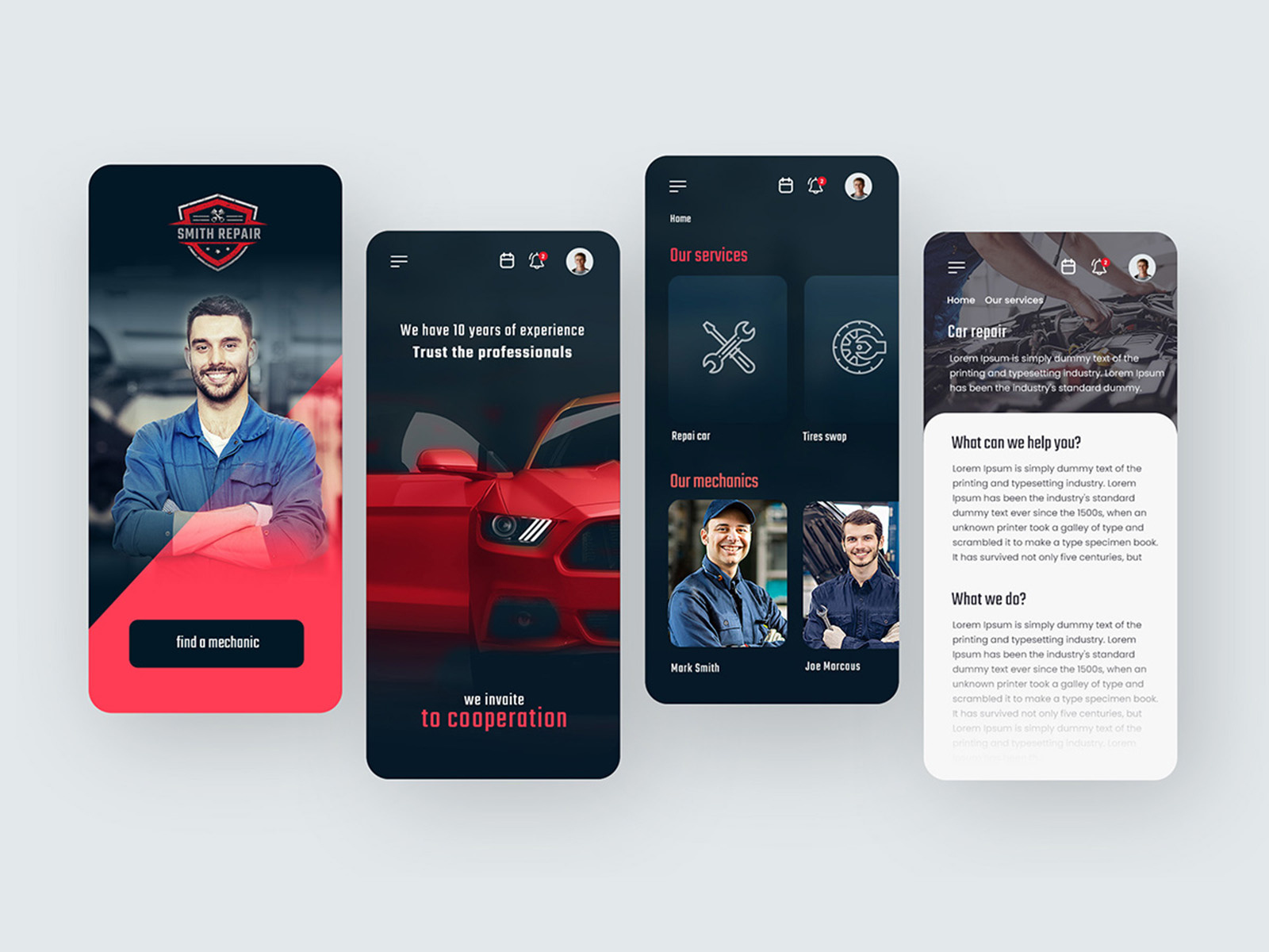 Car repair app by Łukasz on Dribbble