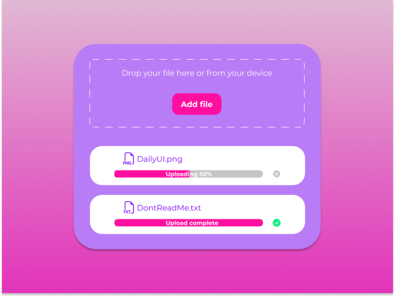 Fancy File Uploader by Maxime Tixidre on Dribbble