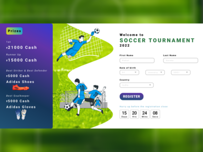 Soccer Tournament Registration by Rakesh on Dribbble