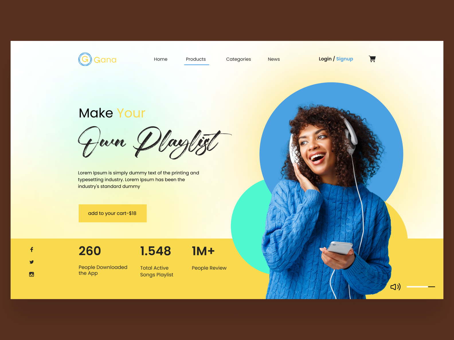 Music Streaming Header Website Hero Section design by Suman Saha on ...