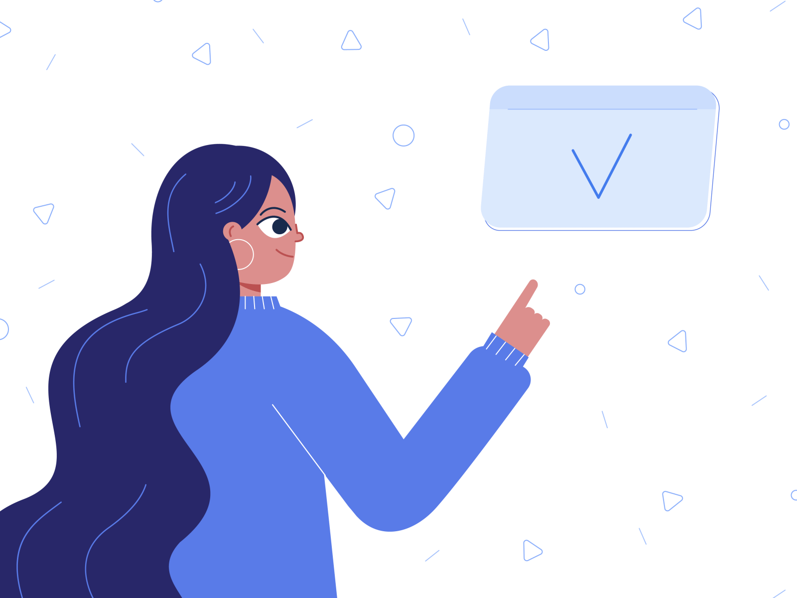 A woman clicking on a tick mark box by Katharina on Dribbble