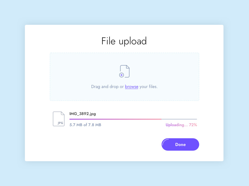 File upload UI by Vijay Jagtap on Dribbble