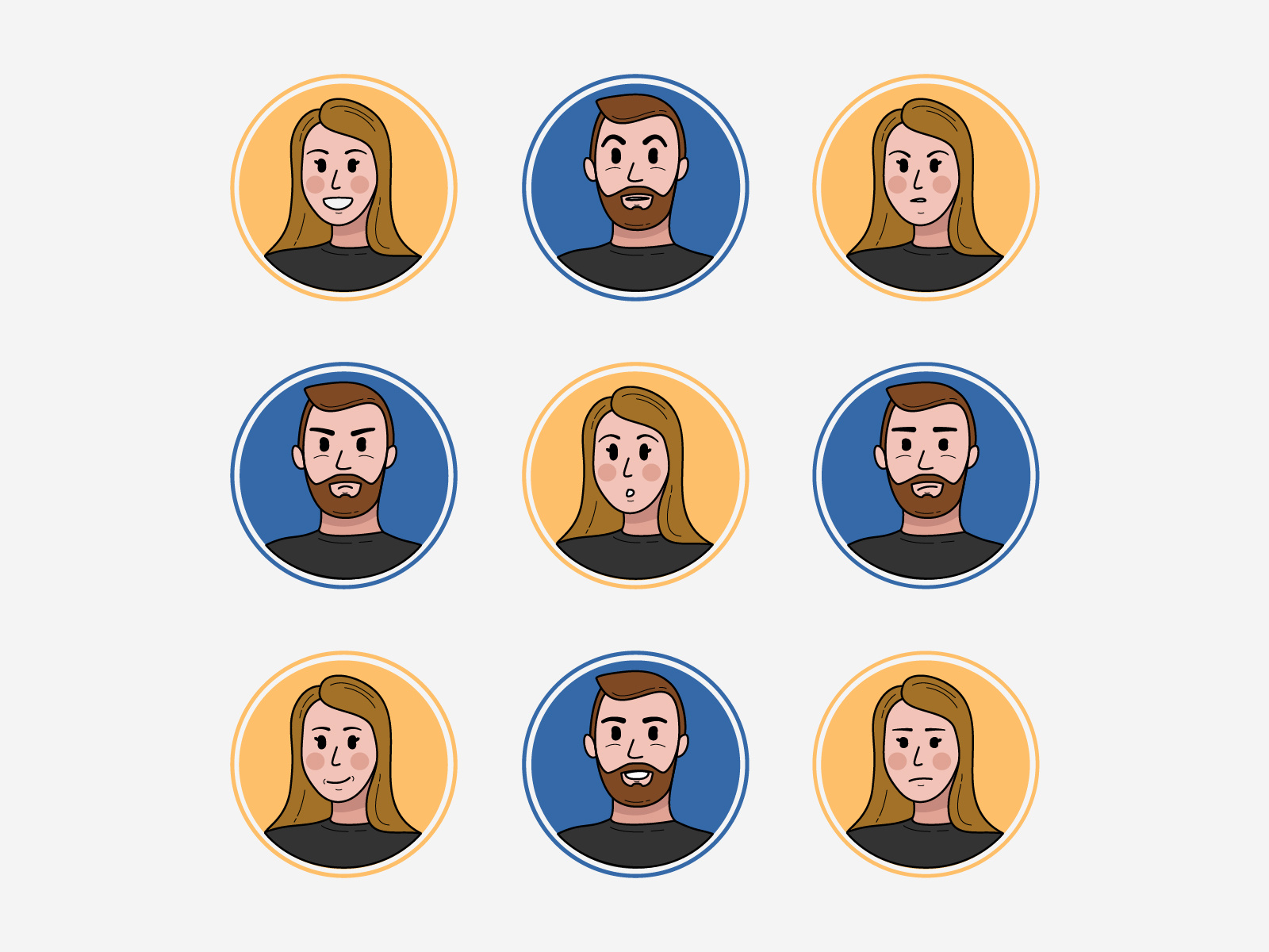 Couple Mood Avatars by Alice Sala on Dribbble
