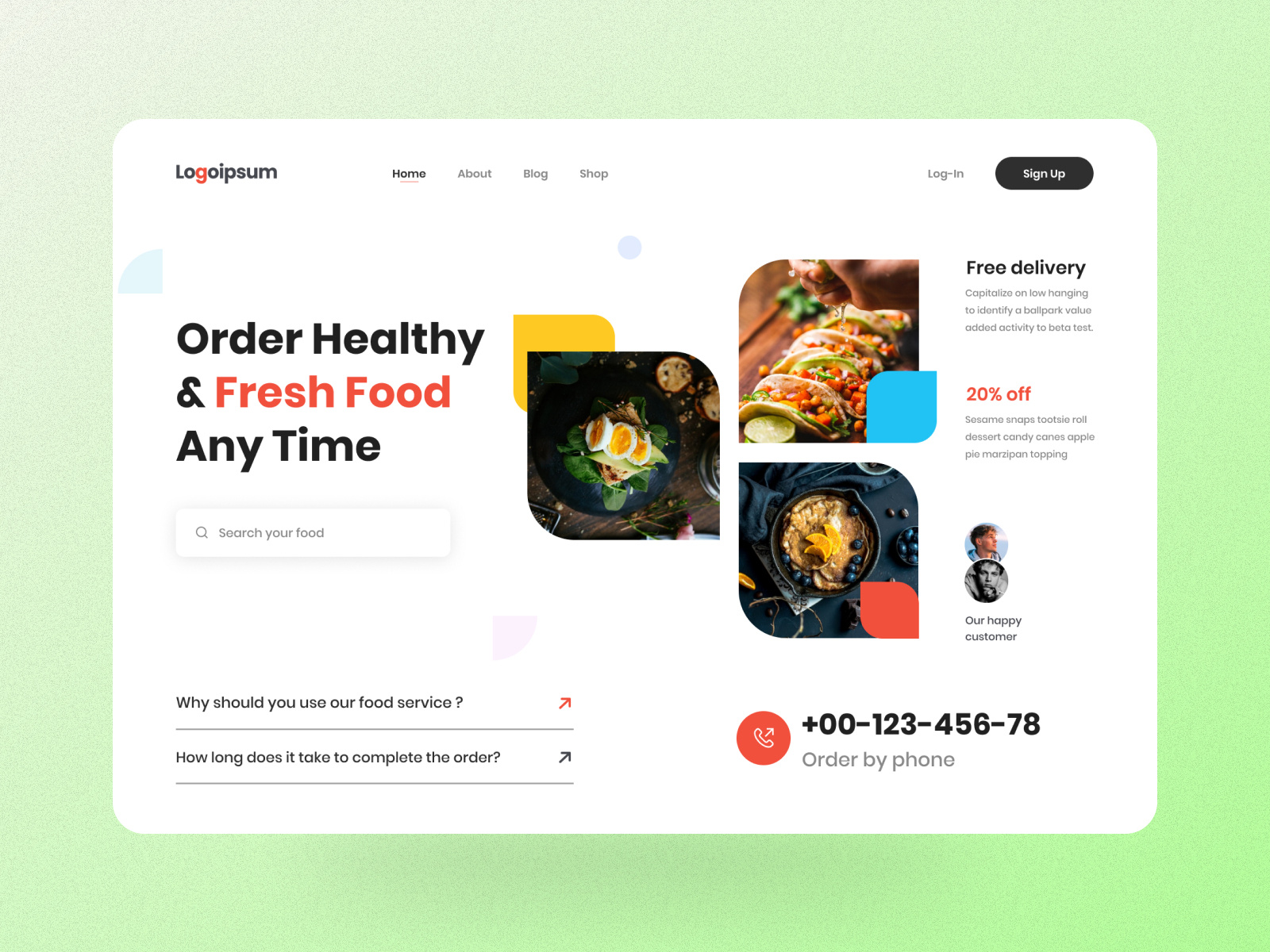 Food delivery website header by Shamim Ahmed on Dribbble