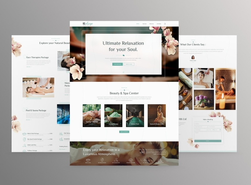 Spa and Relaxation Website Design for Desktop by Kreato Digital on Dribbble