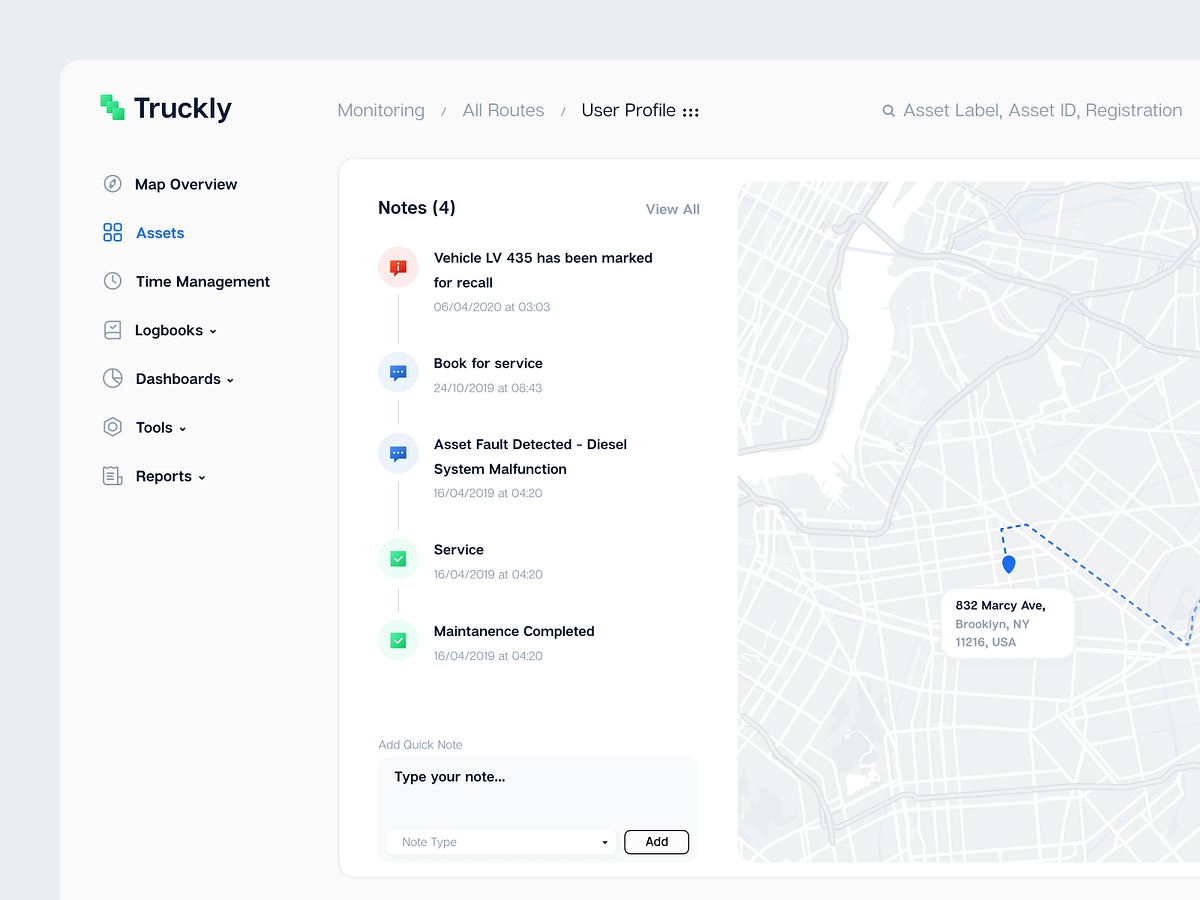 Truckly Vehicle Tracking Dashboard by Kostia Varhatiuk for Fireart ...