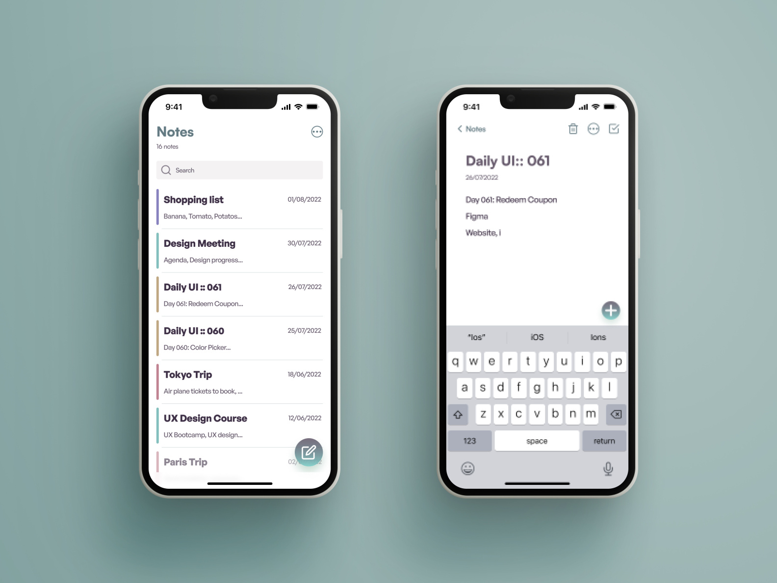 Daily UI 065: Notes Widget by Hiroe Ito on Dribbble