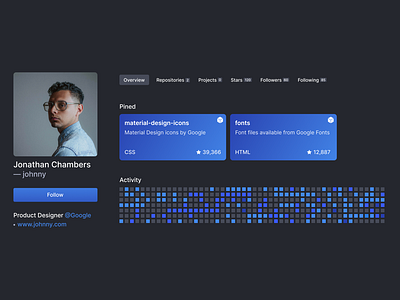 Github Profile - Dark UI by Raul Dronca on Dribbble