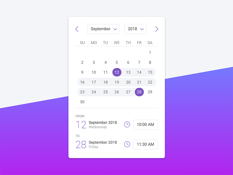 Date & Time Picker (Calendar) by Maria Babak on Dribbble