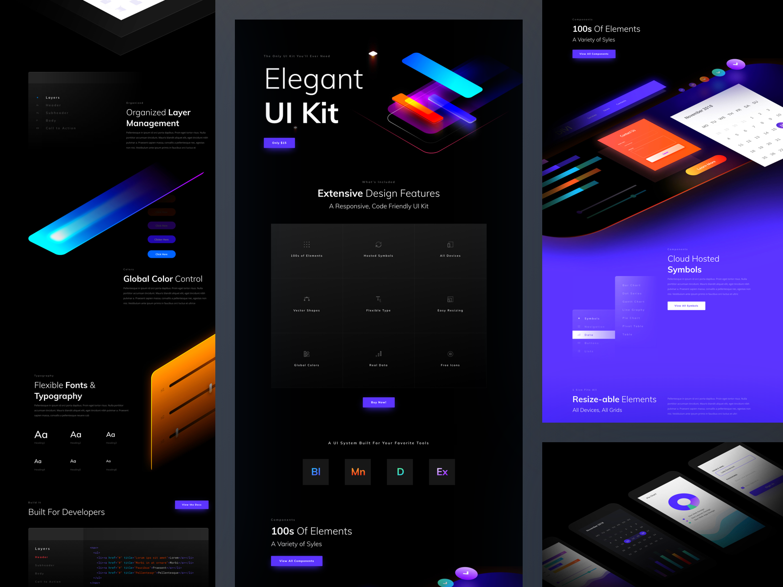 UI Kit Landing Page by Ishtiaq Khan Parag for Elegant Themes on Dribbble