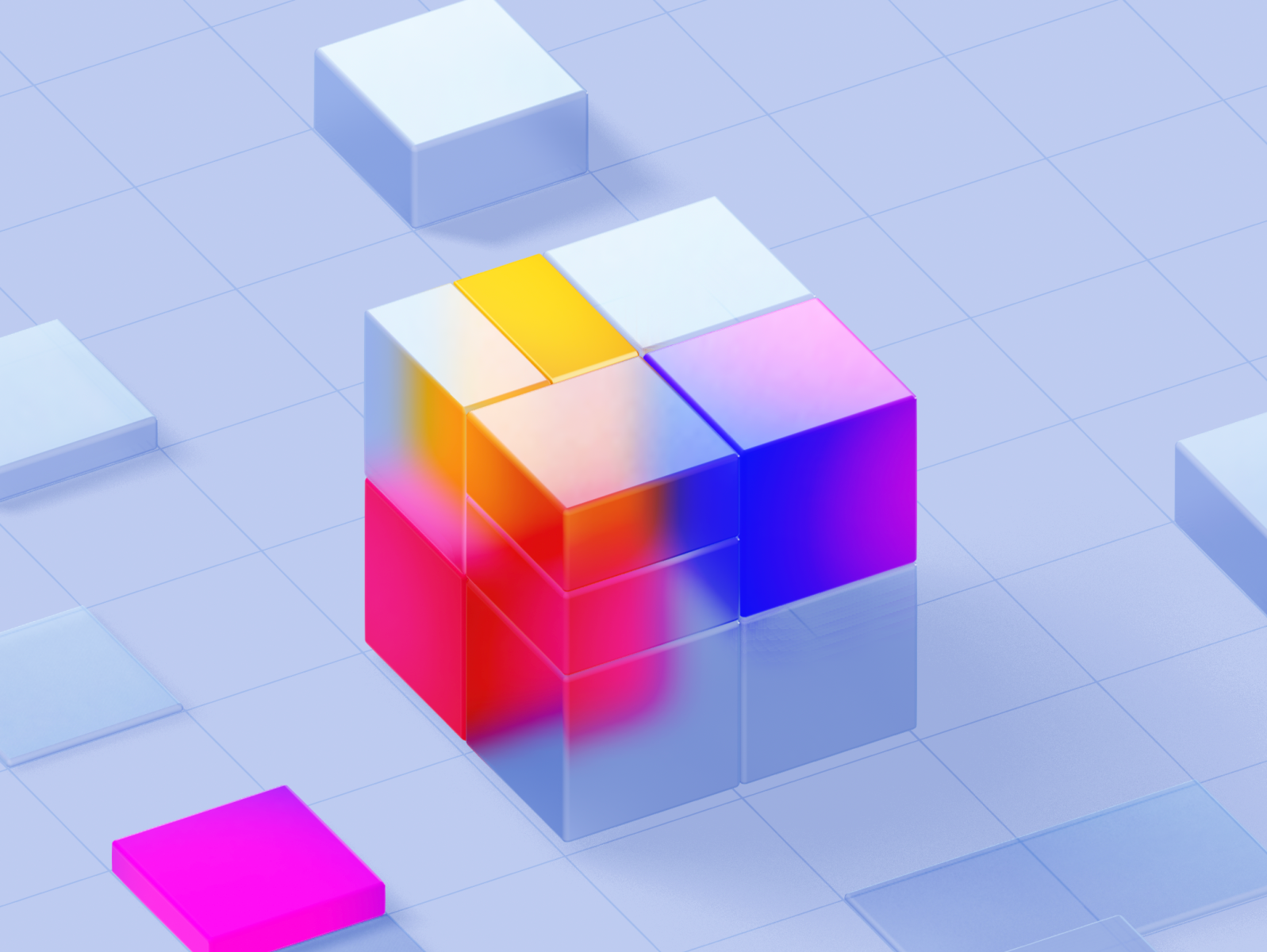 3D Glass Cubes Visual by Omprakash on Dribbble