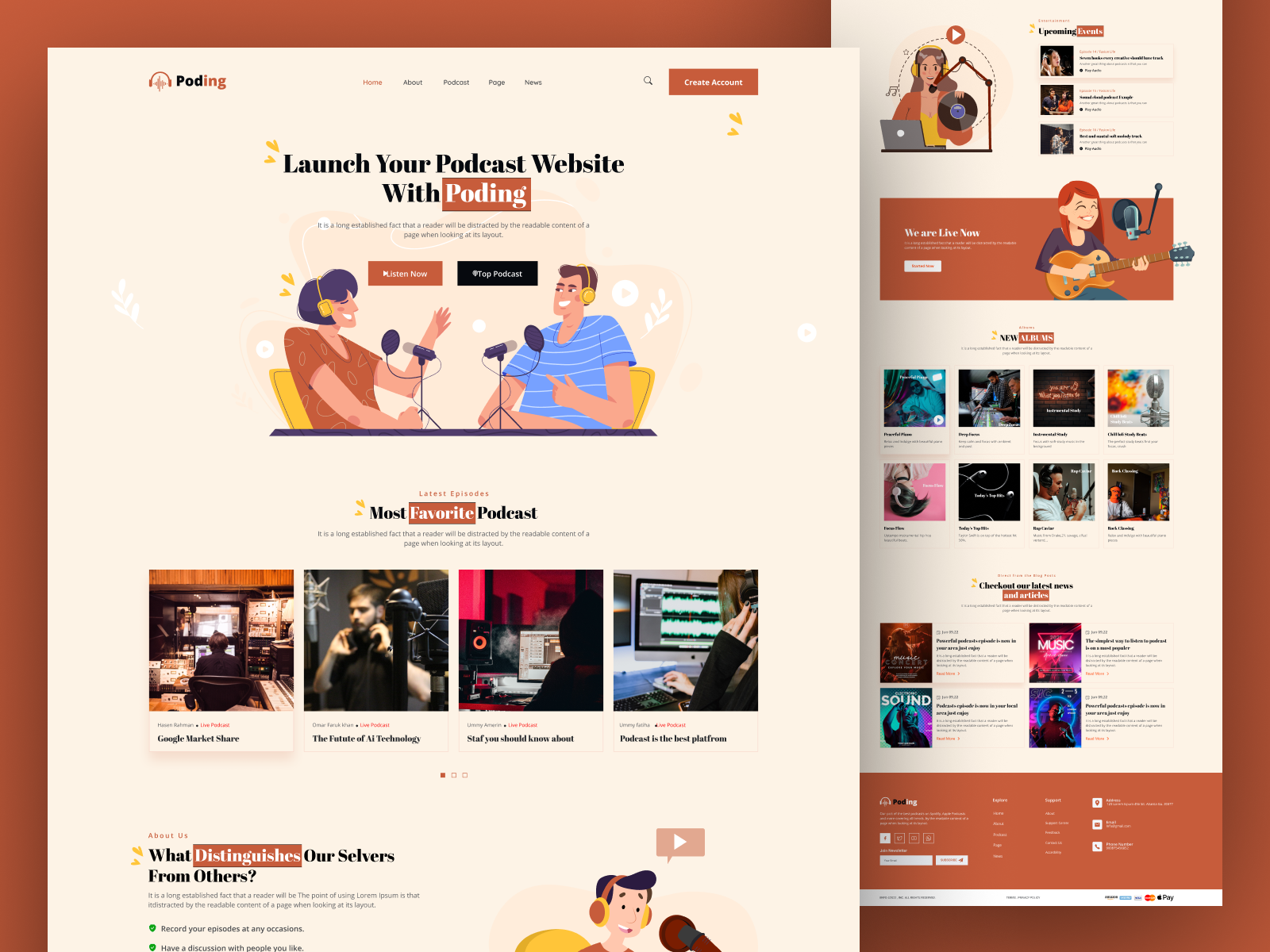 Poding - Podcast Landing Page by UMMY AMERIN ASHA on Dribbble