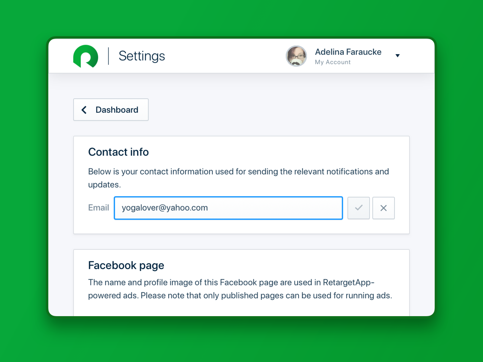 Change email. RetargetApp by Rodko Horzhynskyi on Dribbble
