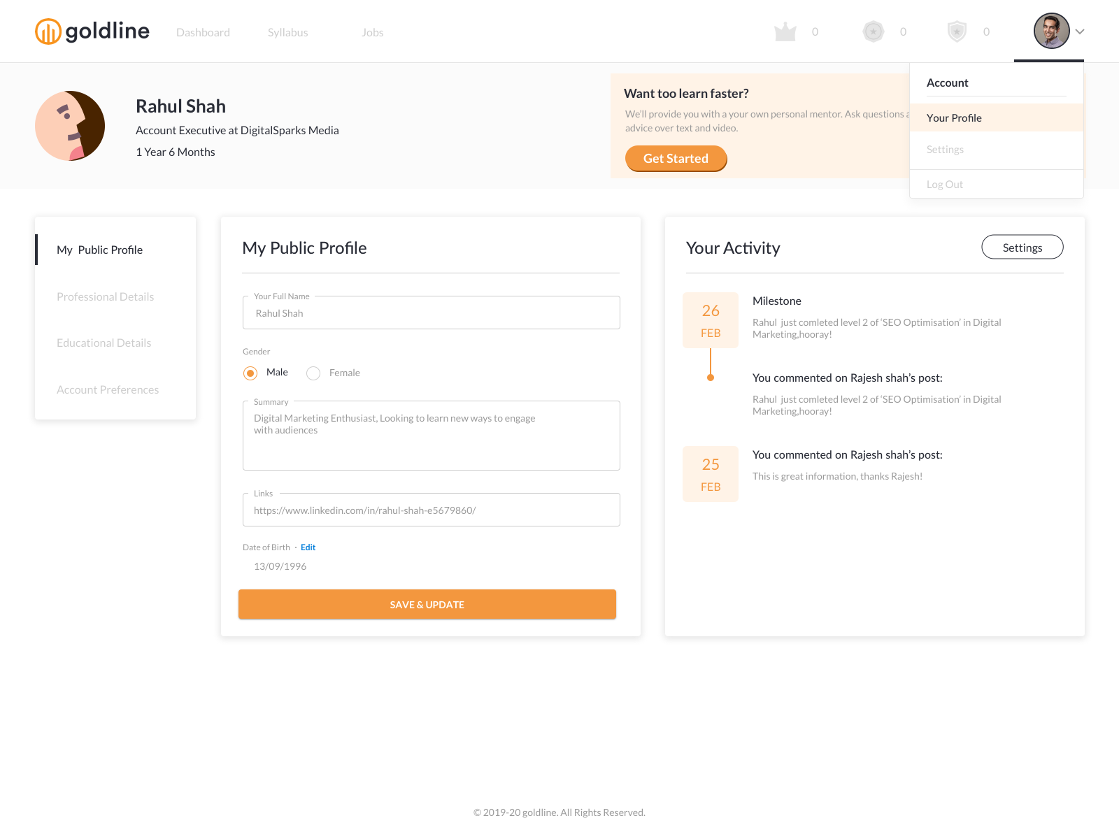 Profile UI by Keyur Pastagia on Dribbble