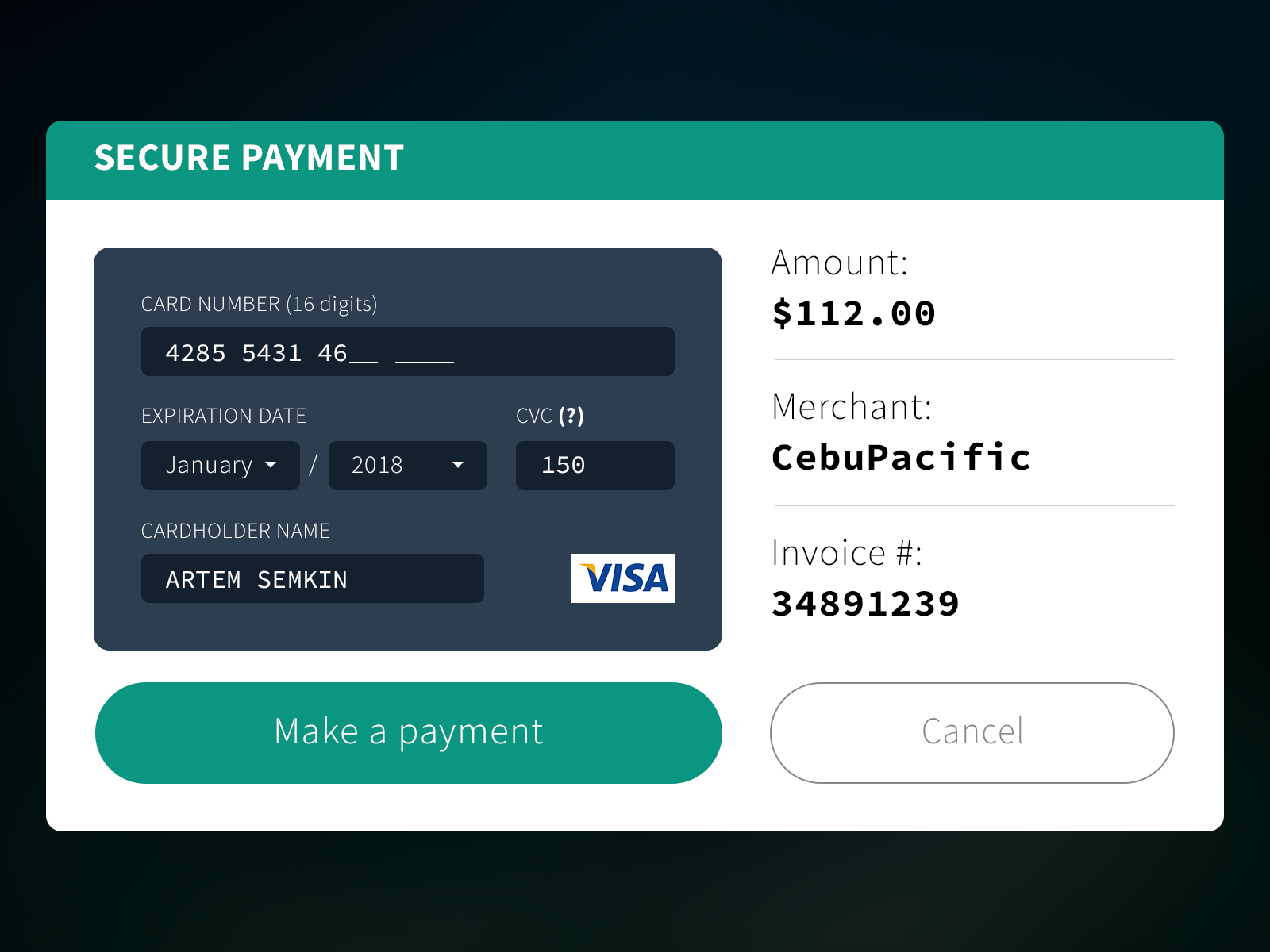 Daily UI Challenge Day 002 - Creditcard by Artem Semkin on Dribbble